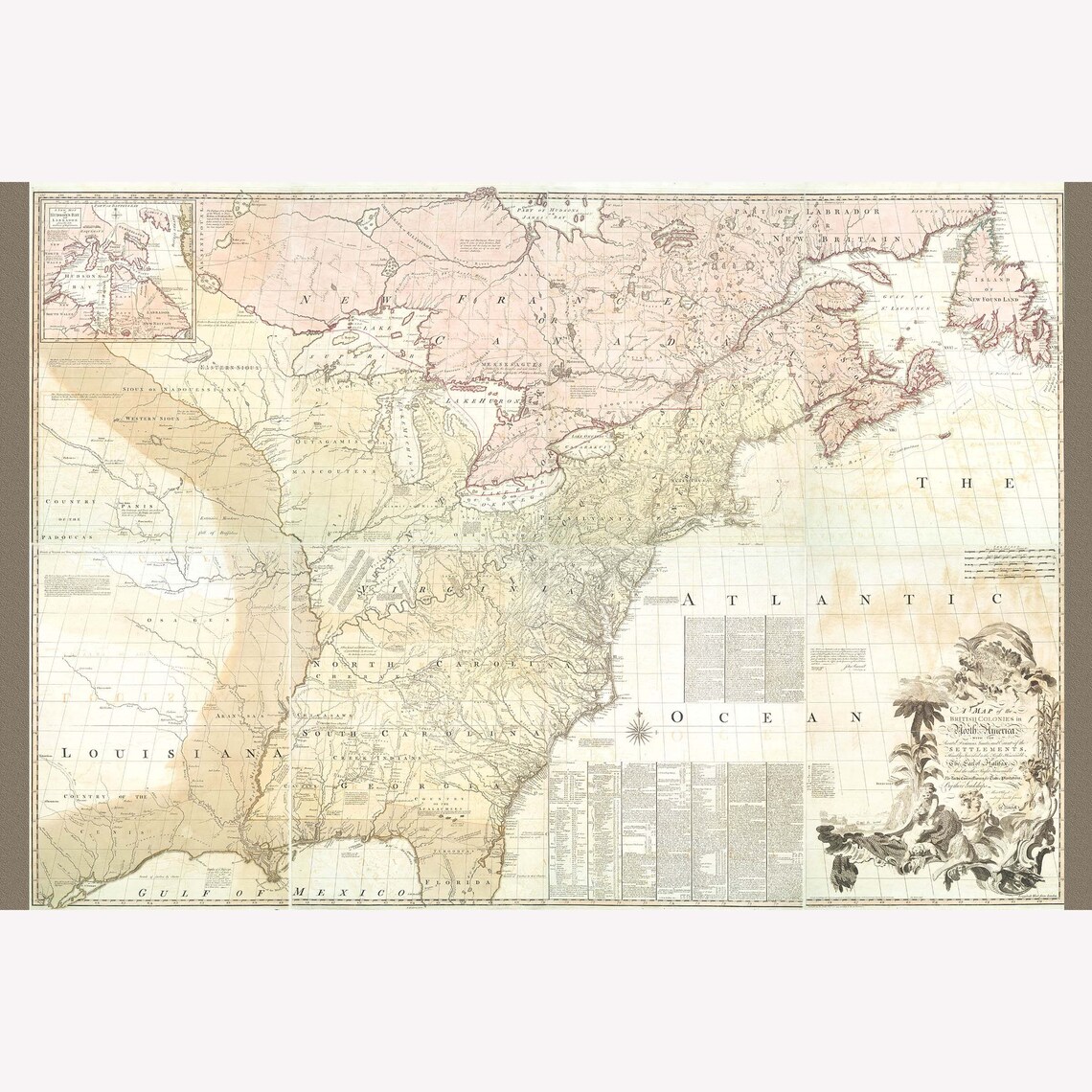 Map of British Colonies in North America Antique Map Fine | Etsy