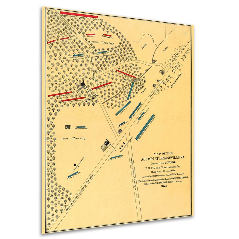 Civil War Map of Dranesville, Virginia, 1861; Antique Civil War Map ...