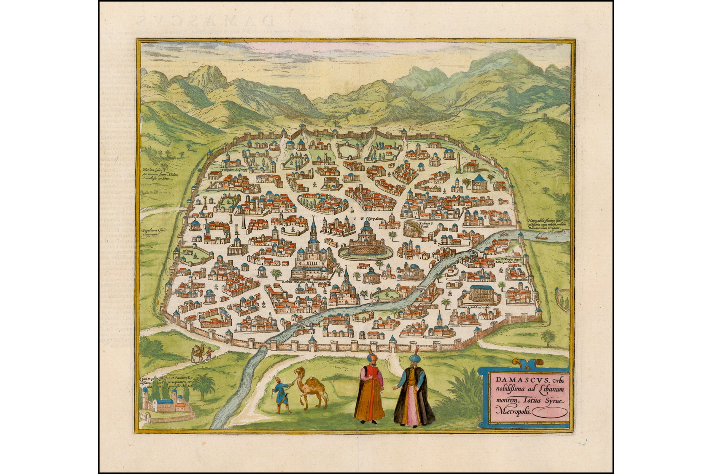 Mapa de Damasco Mapa antiguo Mapa pictórico histórico 1588 | Etsy