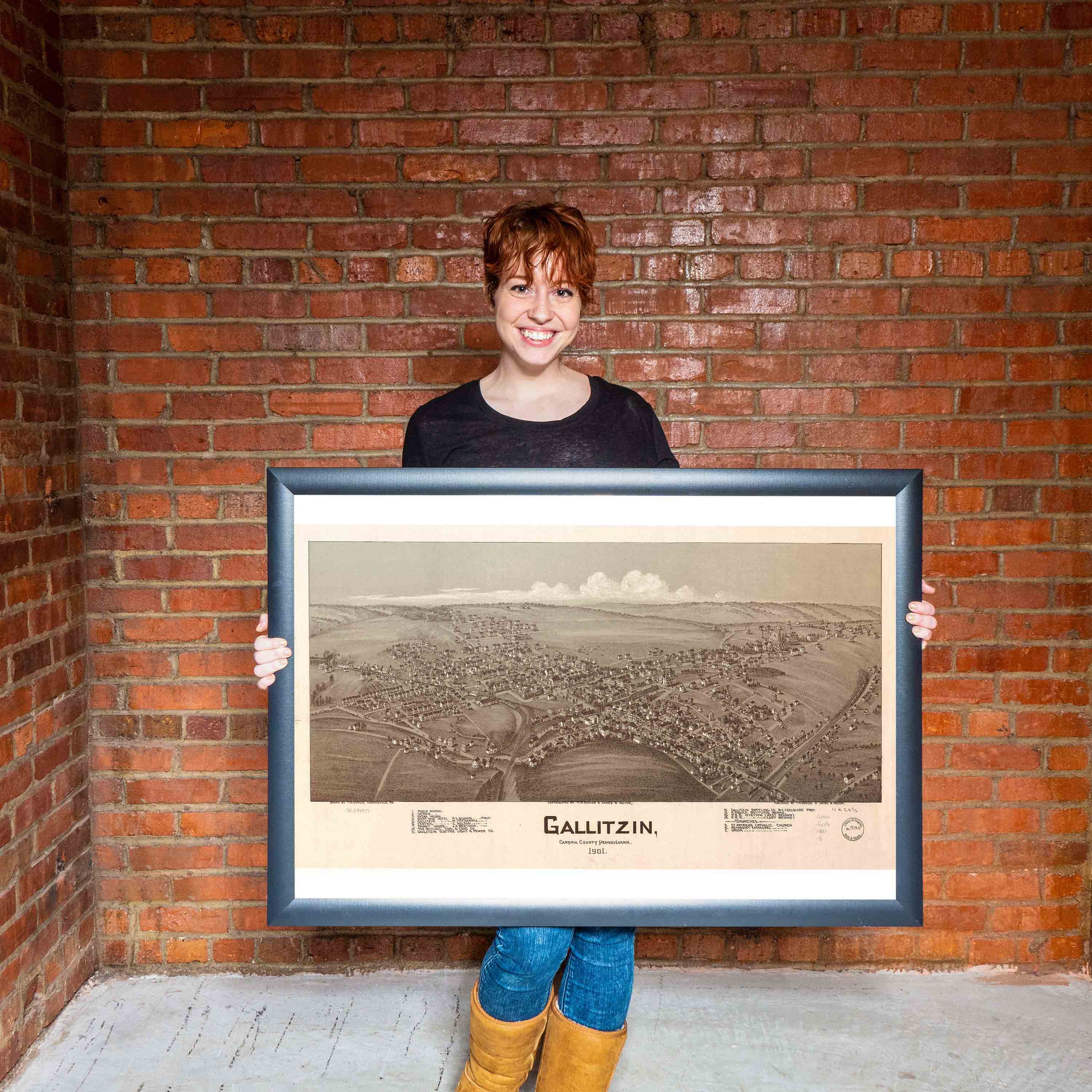 Map of Gallitzin PA Antique Map Pictorial or Birdseye Map | Etsy