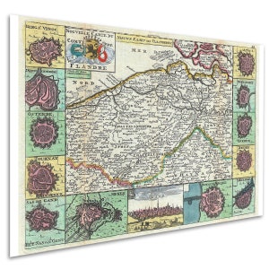 Map of Flanders Holland & Belgium Antique Map; Historic Cartography ...