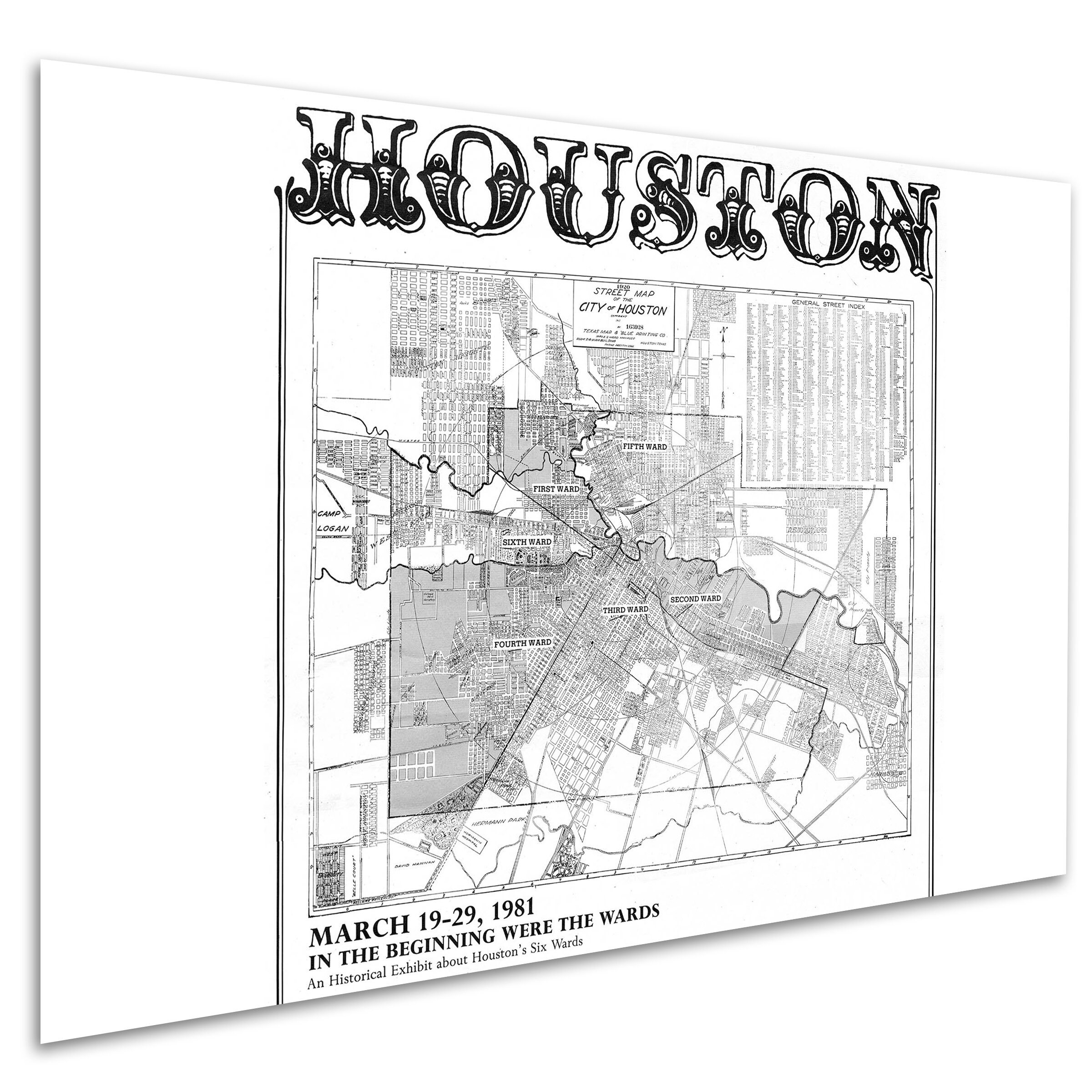 Houston Texas Wards Map Antique Map Published 1920 Teak | Etsy