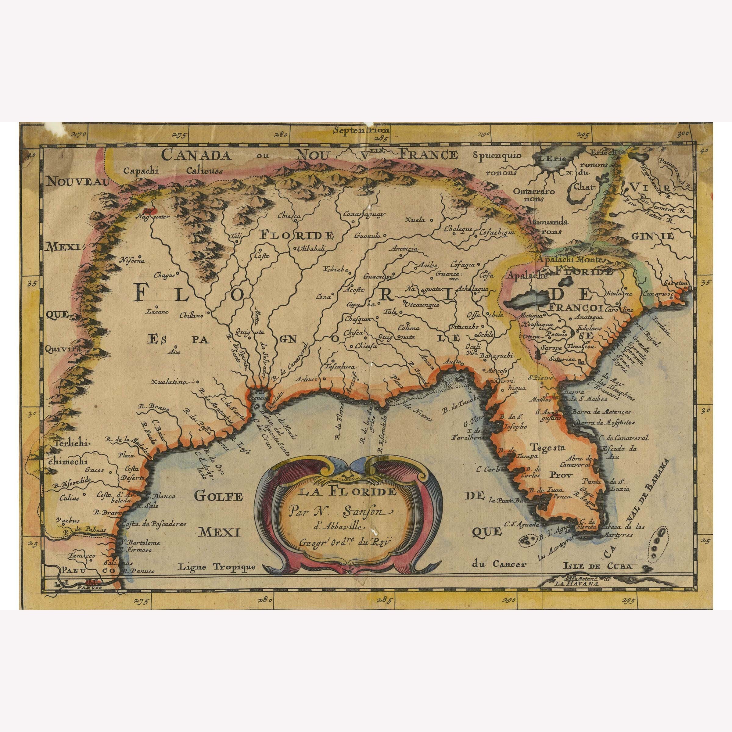 Antique French Map of North America La Floride by Sanson | Etsy