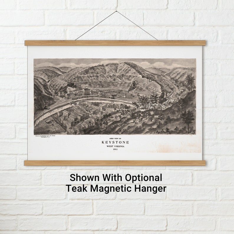 Keystone West Virginia Antique Birdseye Map 1911 Teak Wood - Etsy