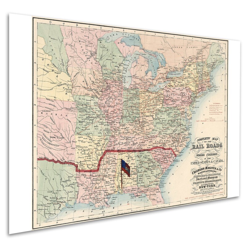 Map of U.S. Railroads and Water Courses 1861 Antique Map - Etsy