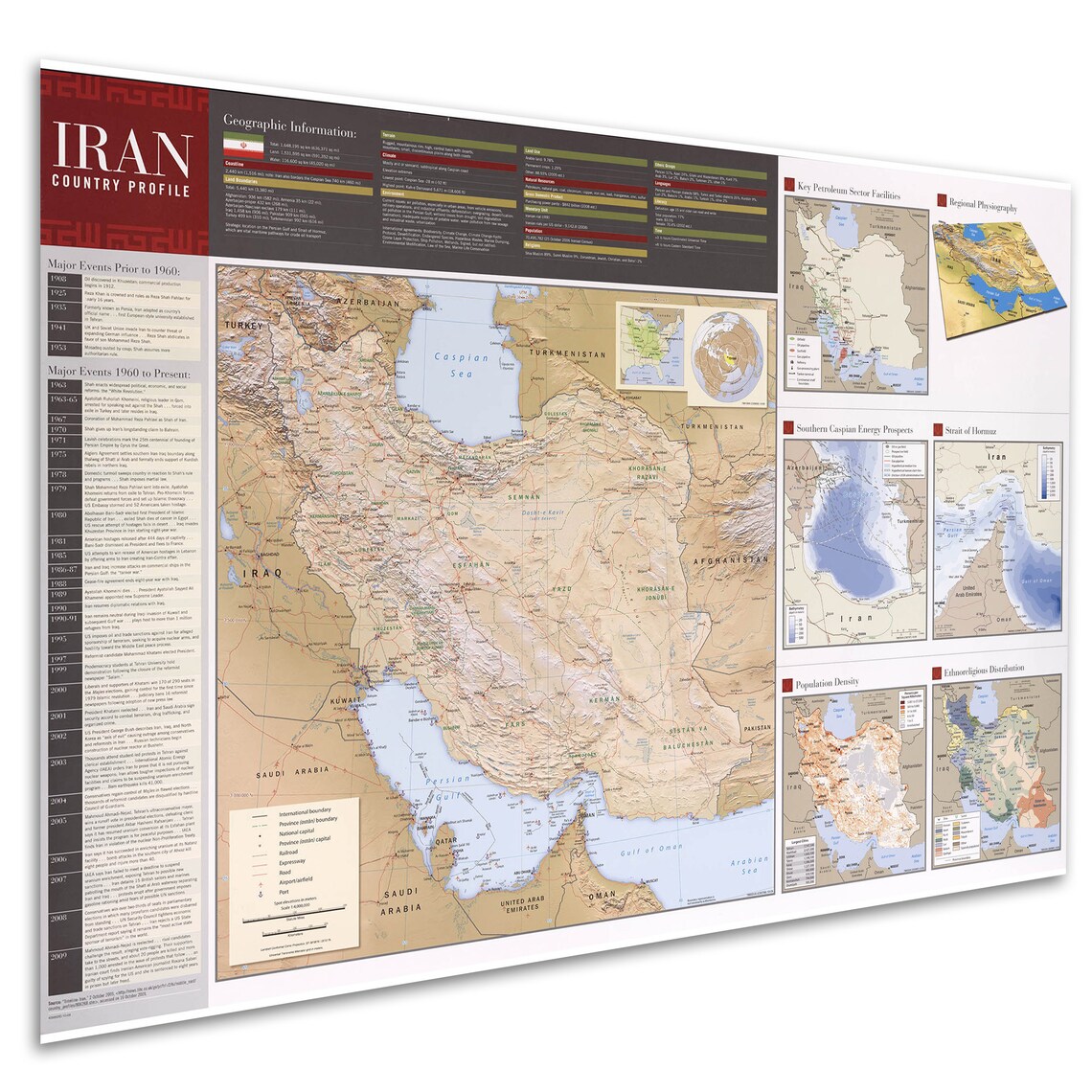 CIA Map of Iran and Country Profile; Central Intelligence Agency Map ...