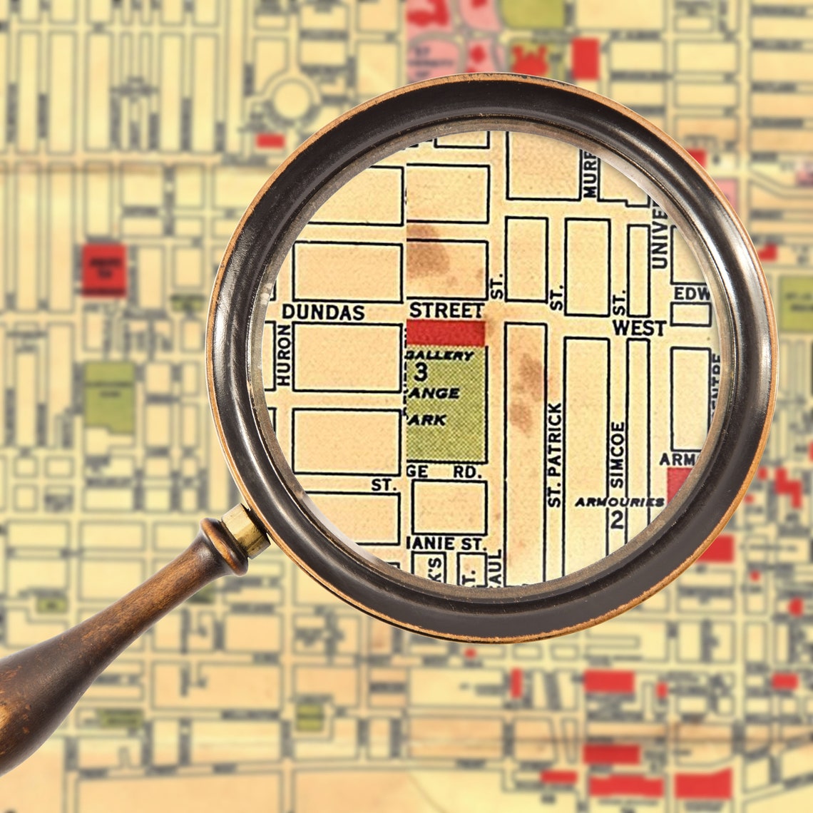 Street Map of Downtown Toronto by Shell Oil, 1930's - Teak Wood ...