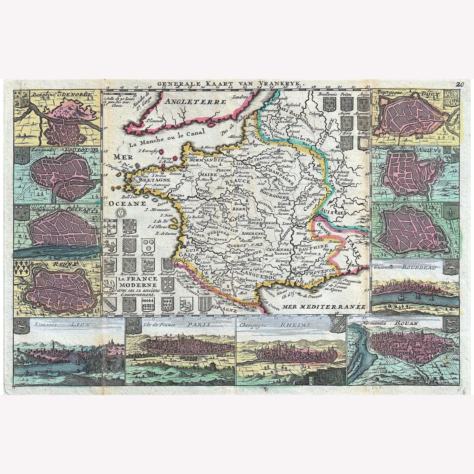 Map of France Antique Map Historic Cartography 1747 Teak - Etsy