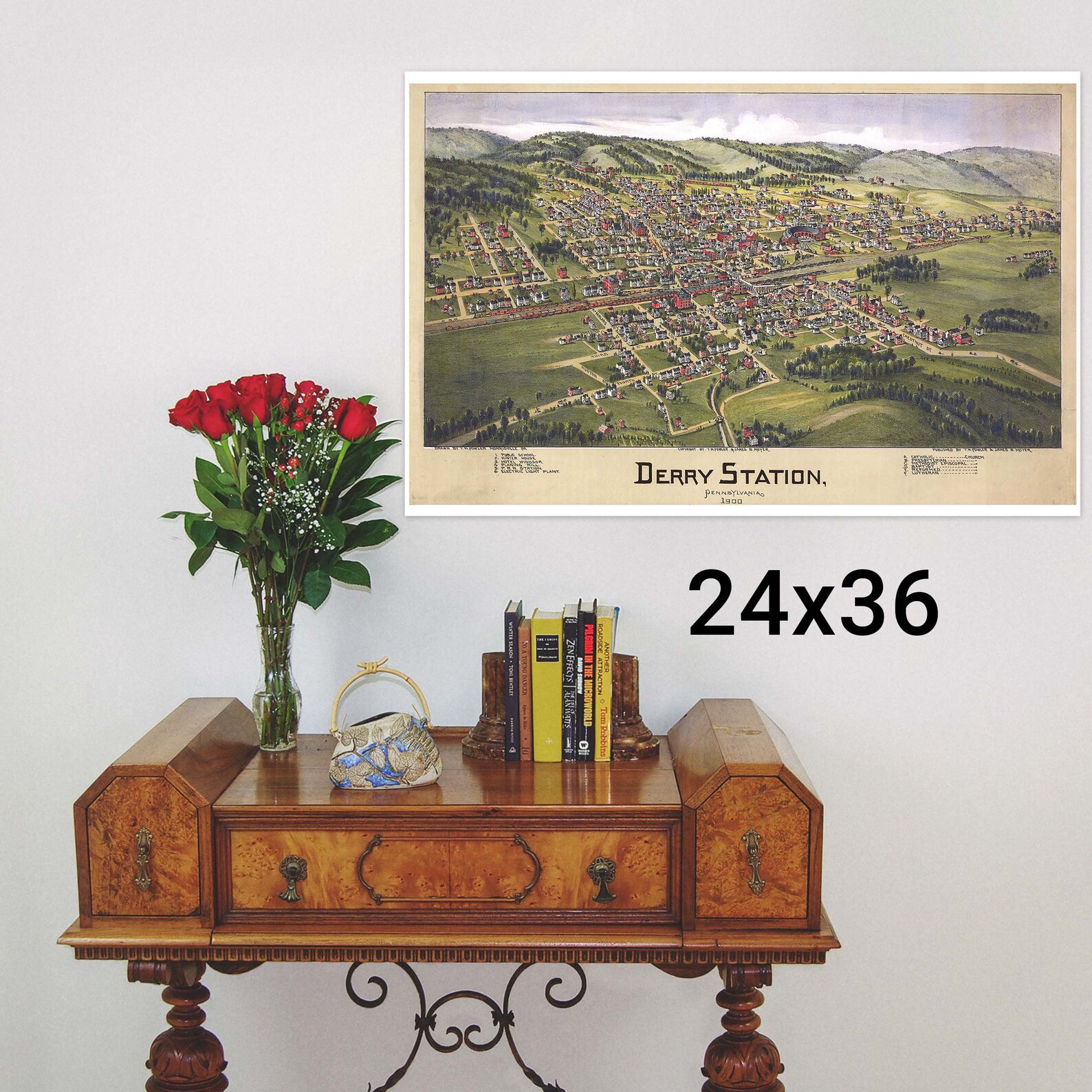 Map of Derry Station PA Antique Map Pictorial or Birdseye - Etsy