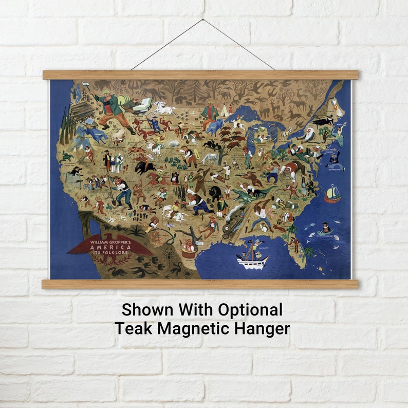 Map of American Folklore by William Gropper 1946 Teak Wood - Etsy