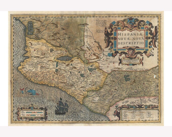 Map of Mexico Antique Map Historic Cartography by Hondius - Etsy