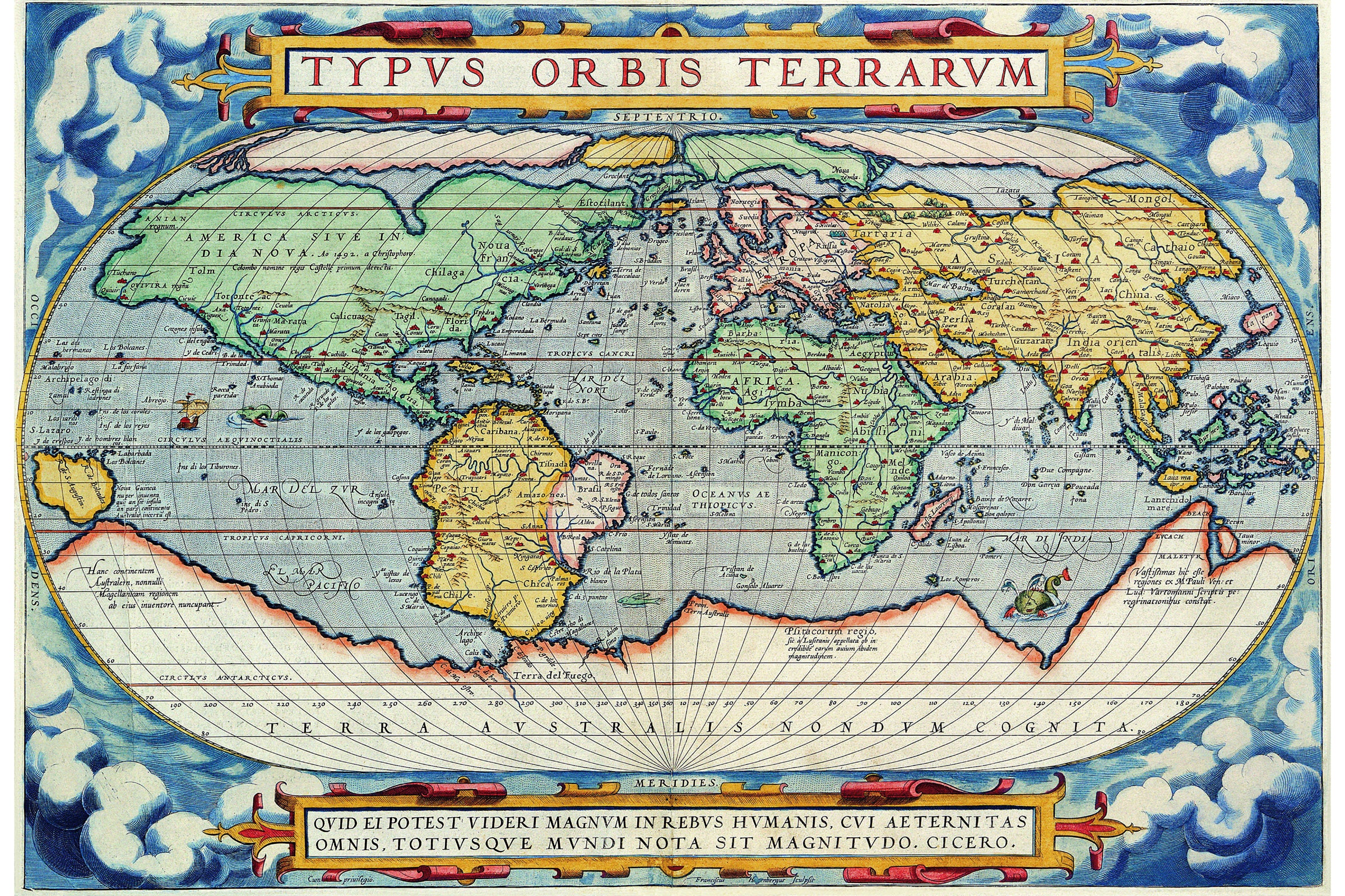 Map of the World Typus Orbis Terrarum Ortelius 1575 | Etsy