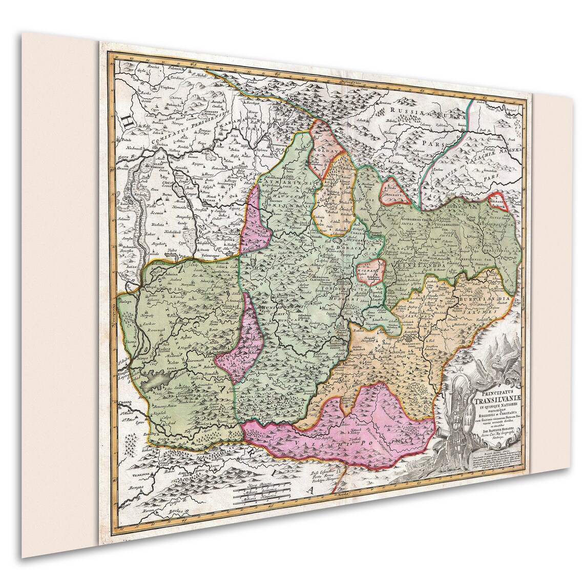 Map of Transylvania, Romania; Antique Map; Historic Cartography, 1716 ...