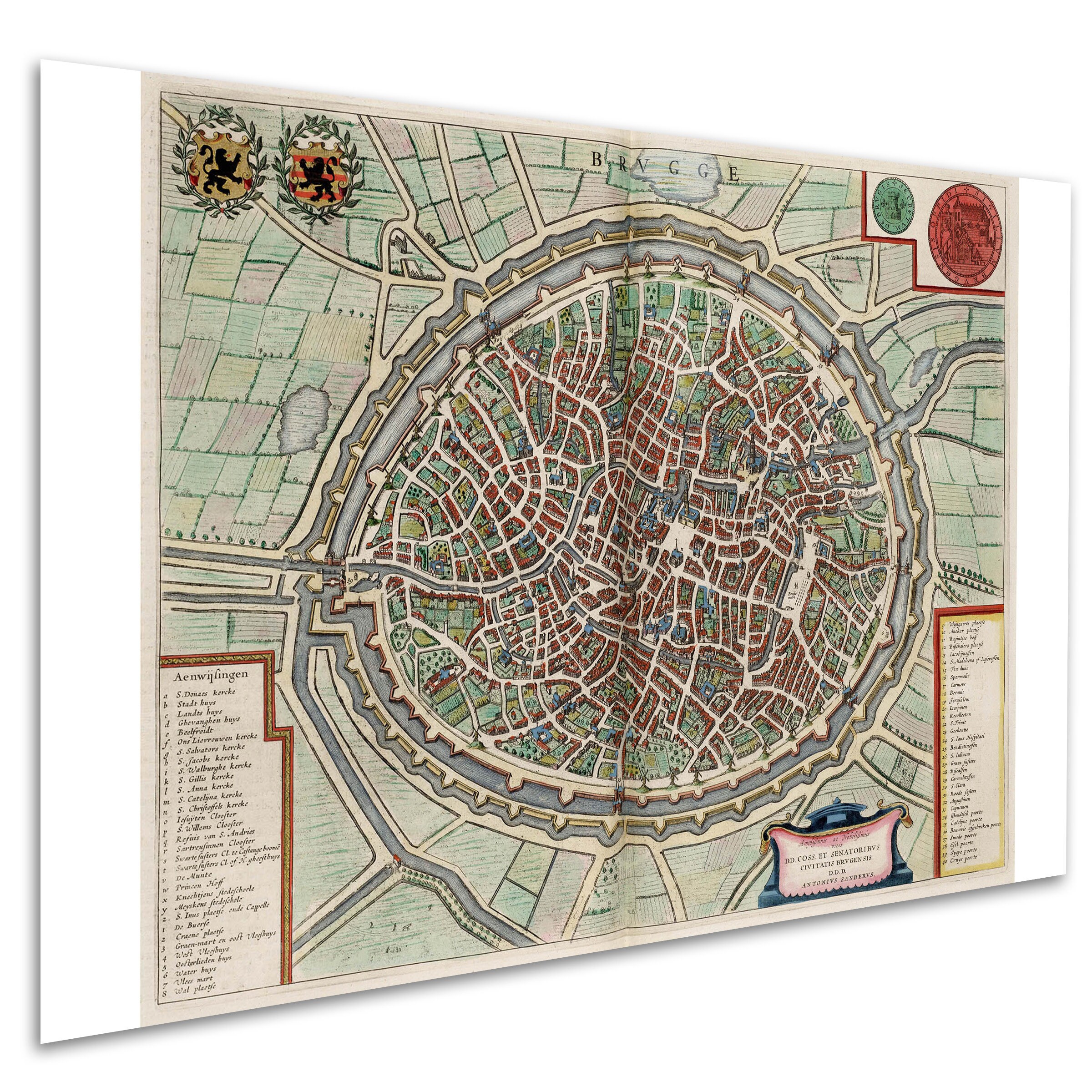 Brugge bruges Historic Map Atlas Van Loon 1649 Beautiful | Etsy