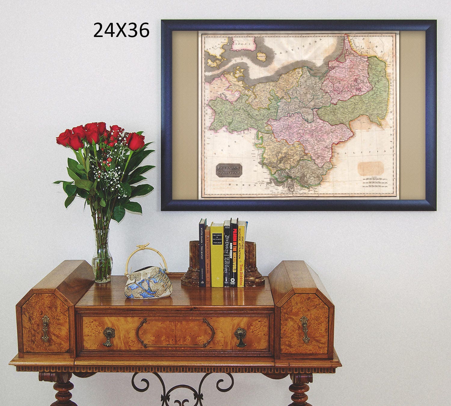 Prussia; Prussian Dominions Antique Map by Thomson, 1815 - Teak Wood ...