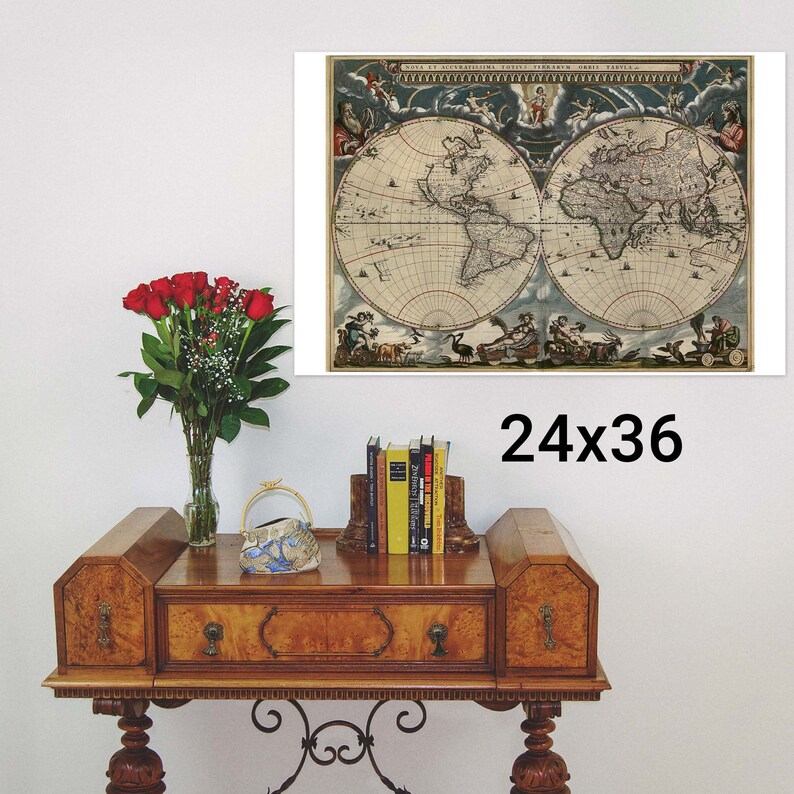 Map of the World by Blaeu 1684 Historic Map Custom Printed - Etsy