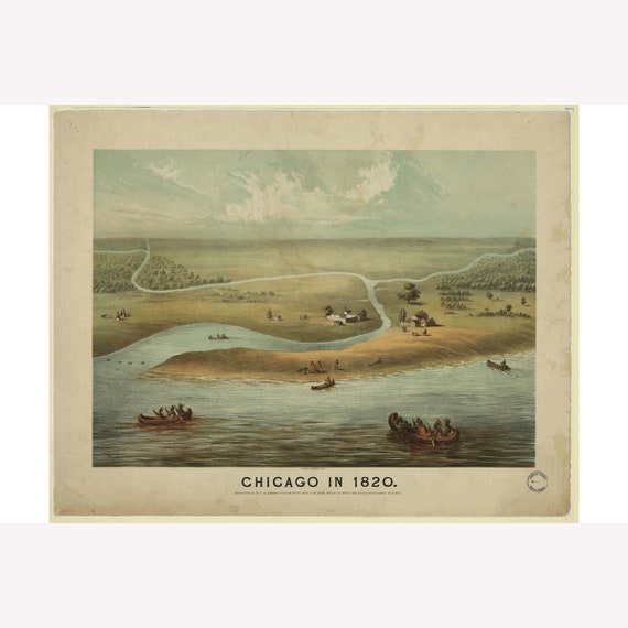 Chicago in 1820 Antique Historic Illustration Custom Printed | Etsy