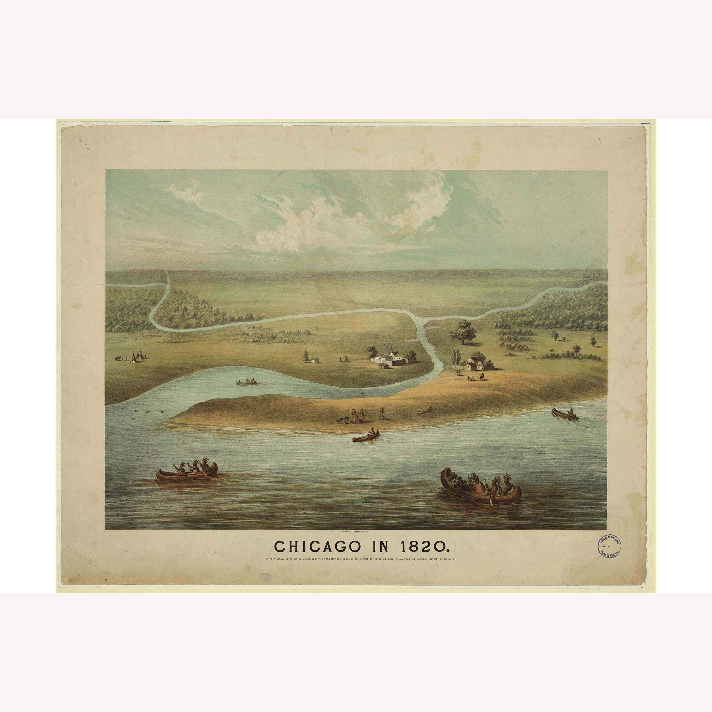 Chicago in 1820 Antique Historic Illustration Custom Printed | Etsy