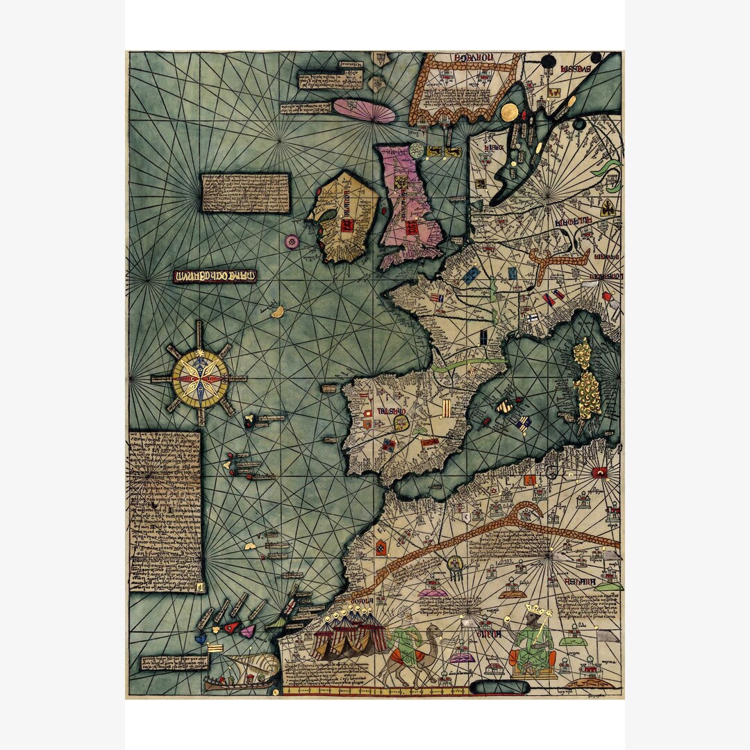 Cresques Catalan Atlas; World Map; 1387; Antique Map; Plate 1 of 3 ...