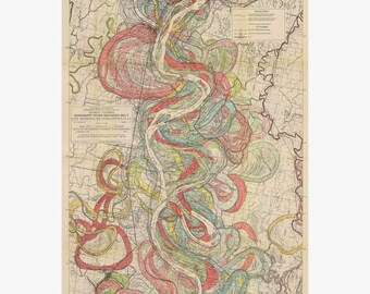 Mississippi River Meander Belt Geological Map by Harold Fisk | Etsy