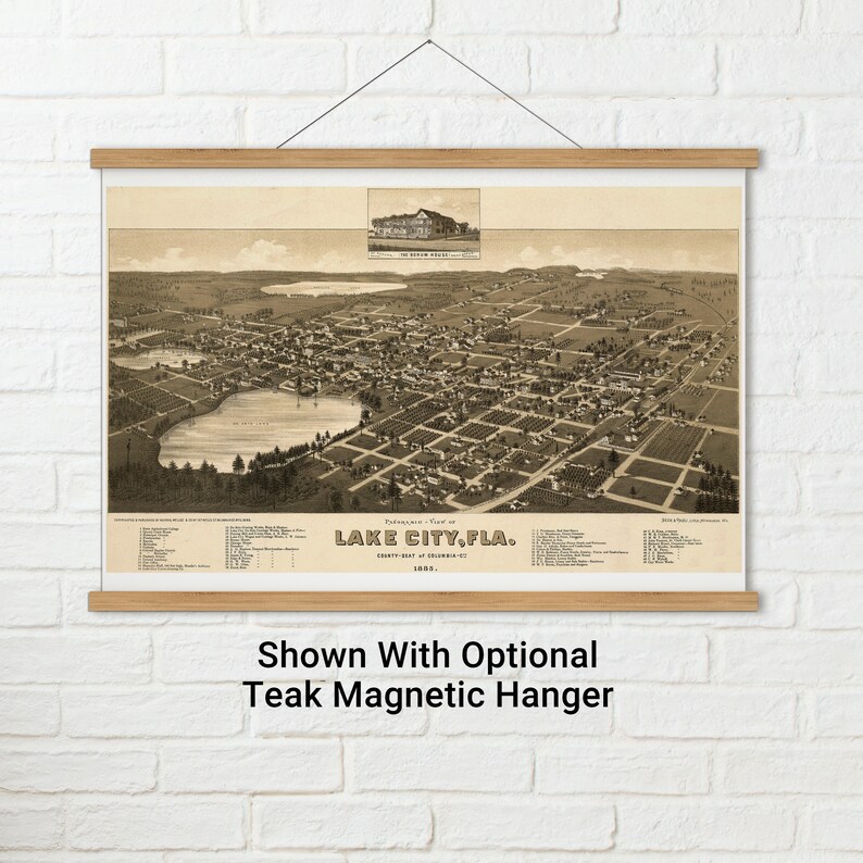 Map of Lake City Florida 1885 Antique Birdseye Map Custom - Etsy