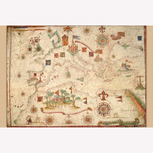 The Portolan Chart of Mediterranean, Europe, British Isles & Part of ...
