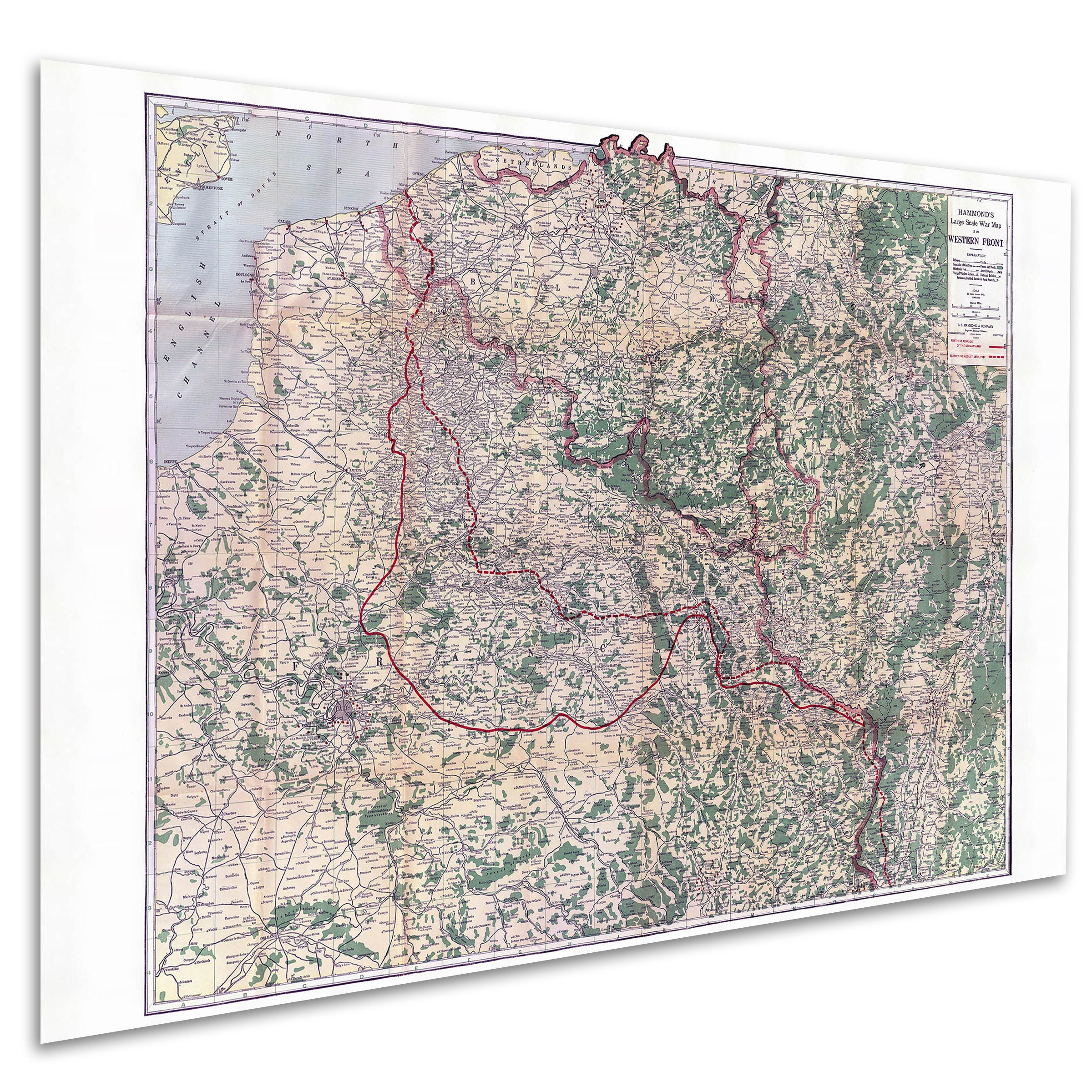 Hammond Large Scale War Map WWI Western Front Antique Map - Etsy UK