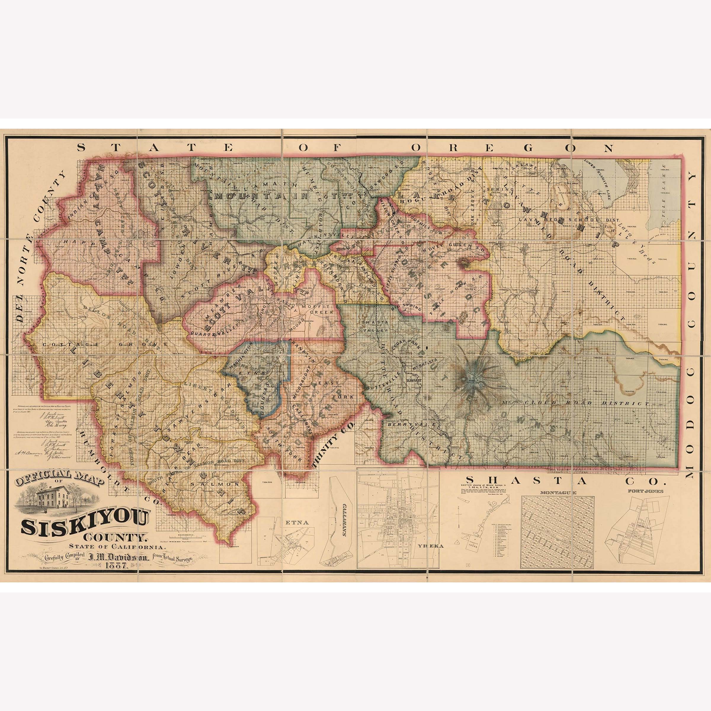 Map of Siskiyou County California Antique Map by J. M. | Etsy