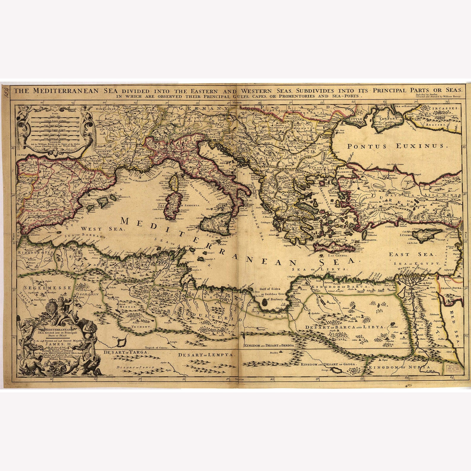 Map of Mediterranean Sea Historic Map 17th Century Teak - Etsy