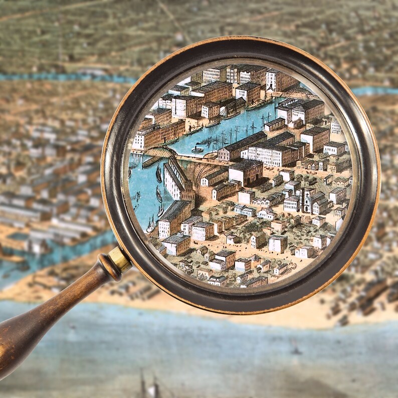 Map of Chicago, Illinois; 1868; Antique Birdseye Map; Custom Printed ...