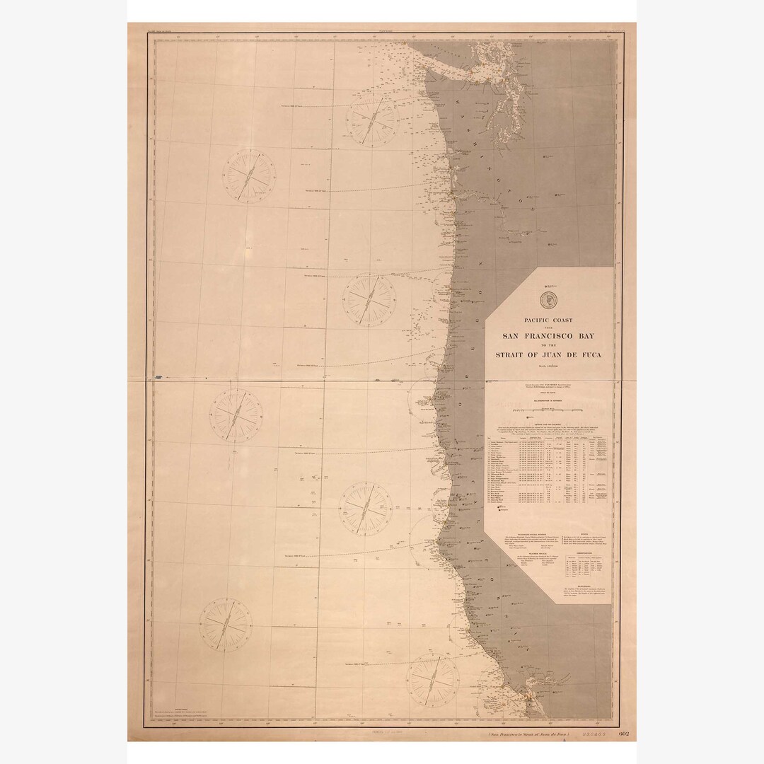 Chart of San Francisco Bay U.S. Coast & Geodetic Survey 1888 Antique ...