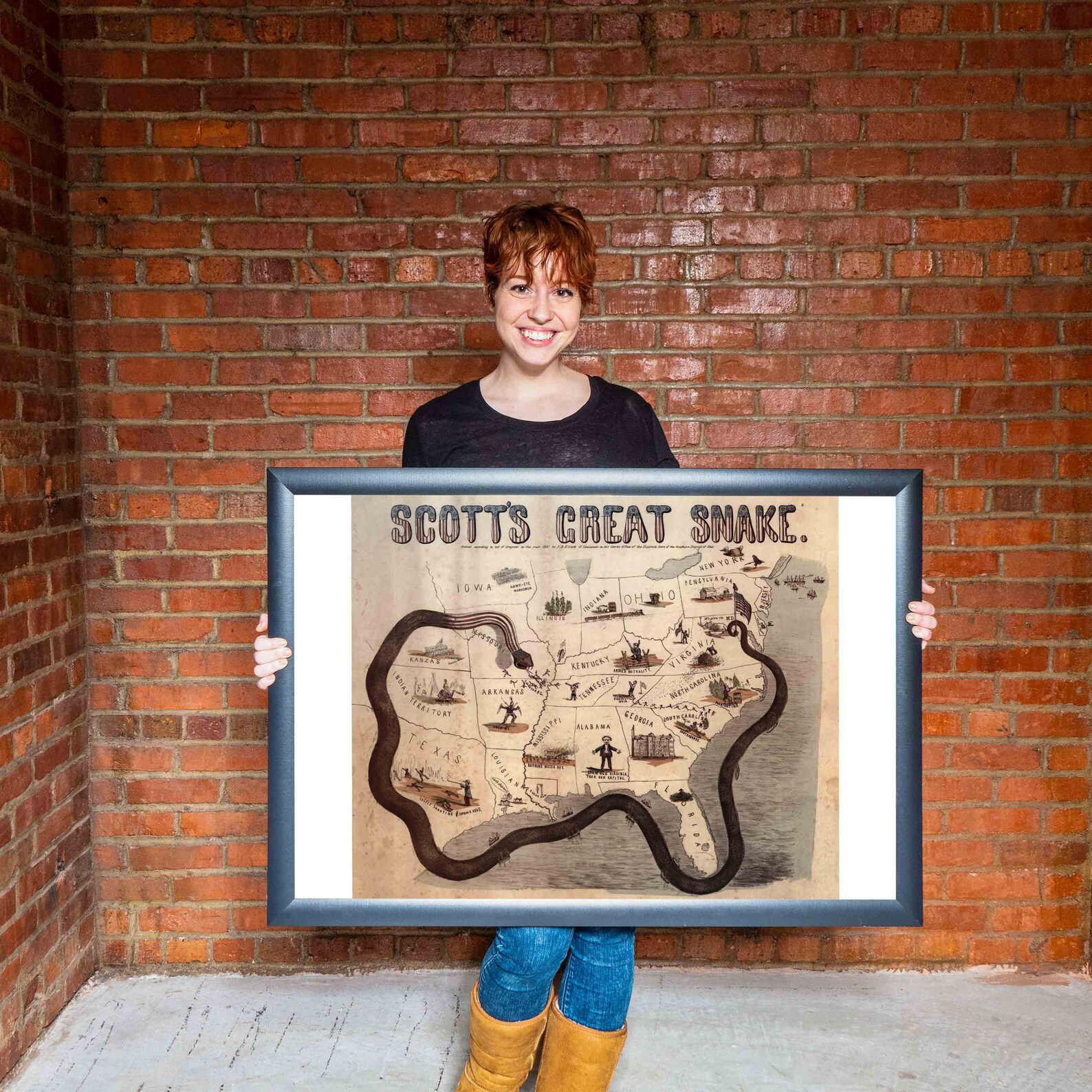 Civil War Map of Scott's Great Snake 1861 Antique Civil | Etsy