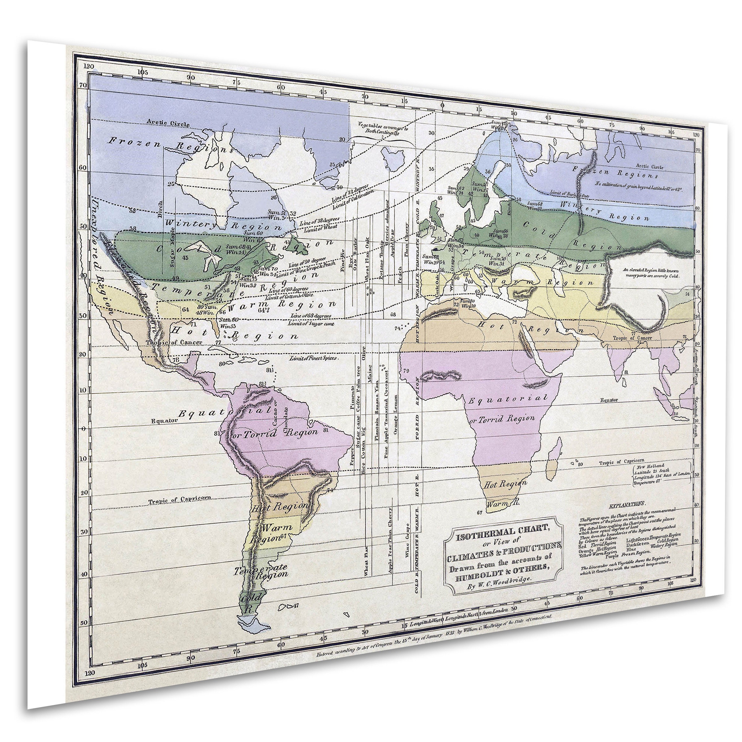 World Map Isothermal Chart From Humboldt Data Woodbridge - Etsy Canada