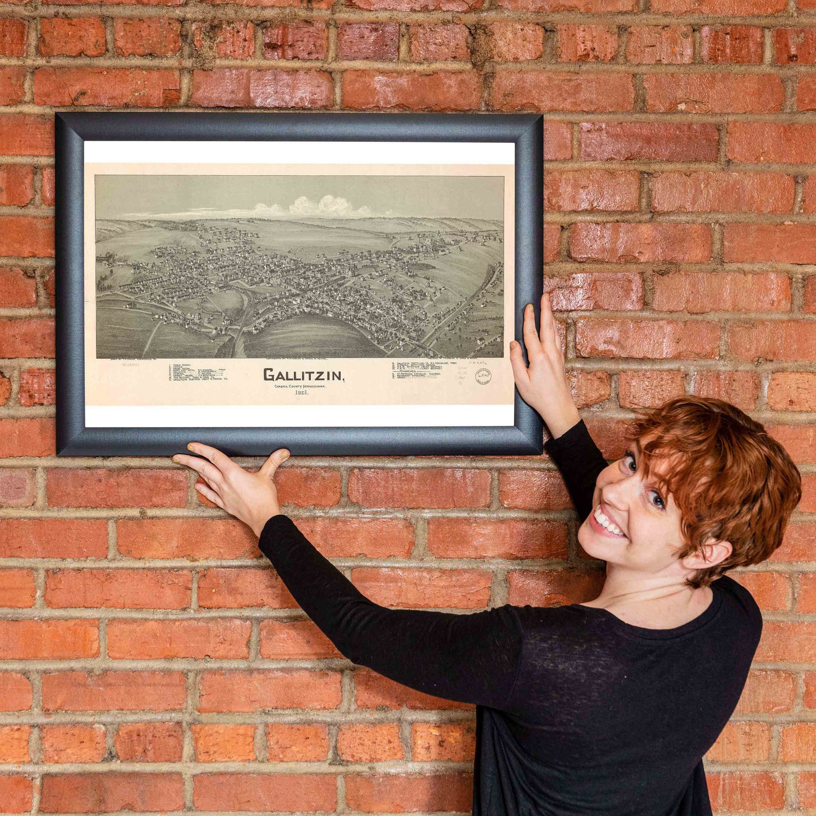 Map of Gallitzin PA Antique Map Pictorial or Birdseye Map | Etsy