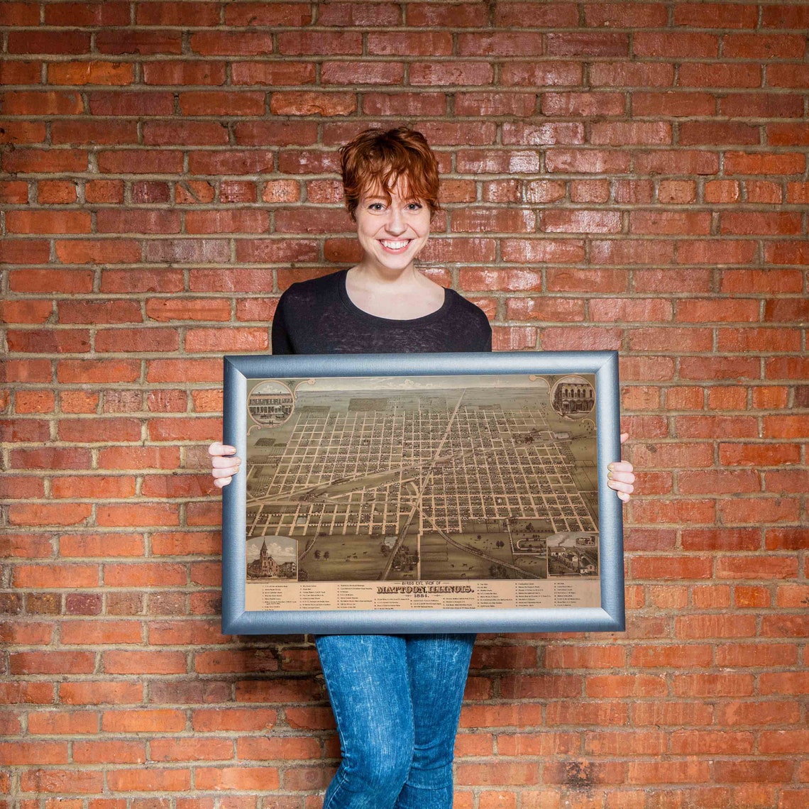 Map of Mattoon Illinois 1884 Antique Birdseye Map Custom | Etsy