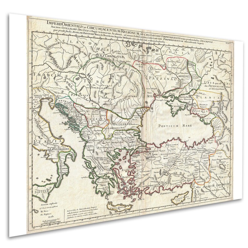 Map of Eastern Roman Empire Under Constantine Antique Map 1715 - Etsy