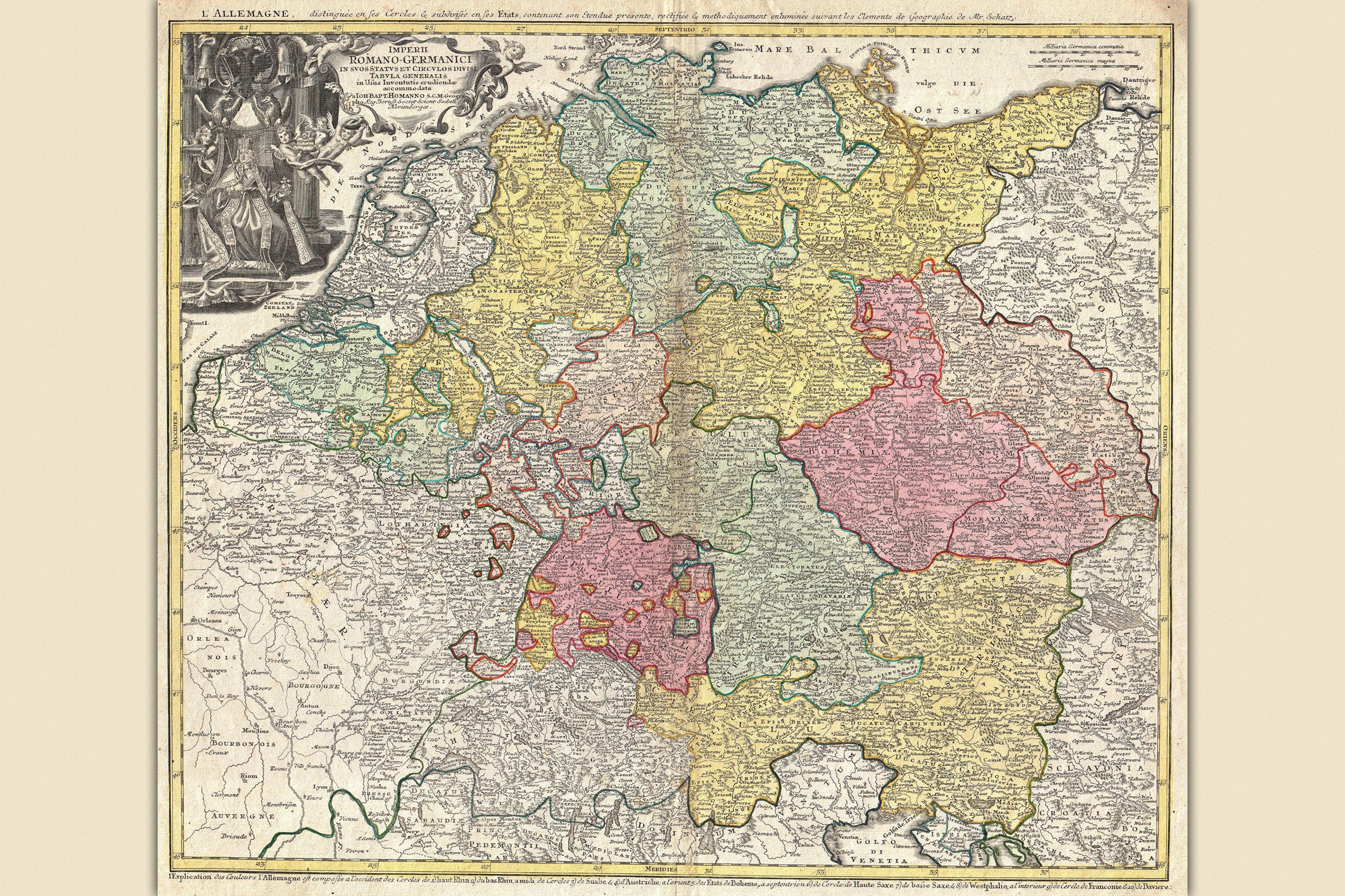 Holy Roman Empire Antique Map by Homann 1740 | Etsy