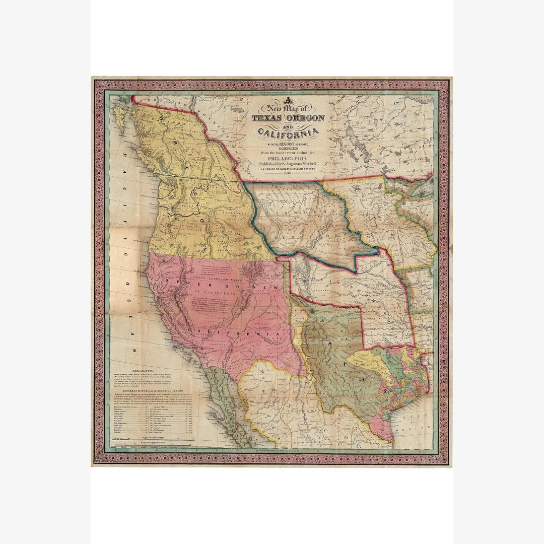 A New Map of Texas Oregon and California With the Regions Adjoining ...