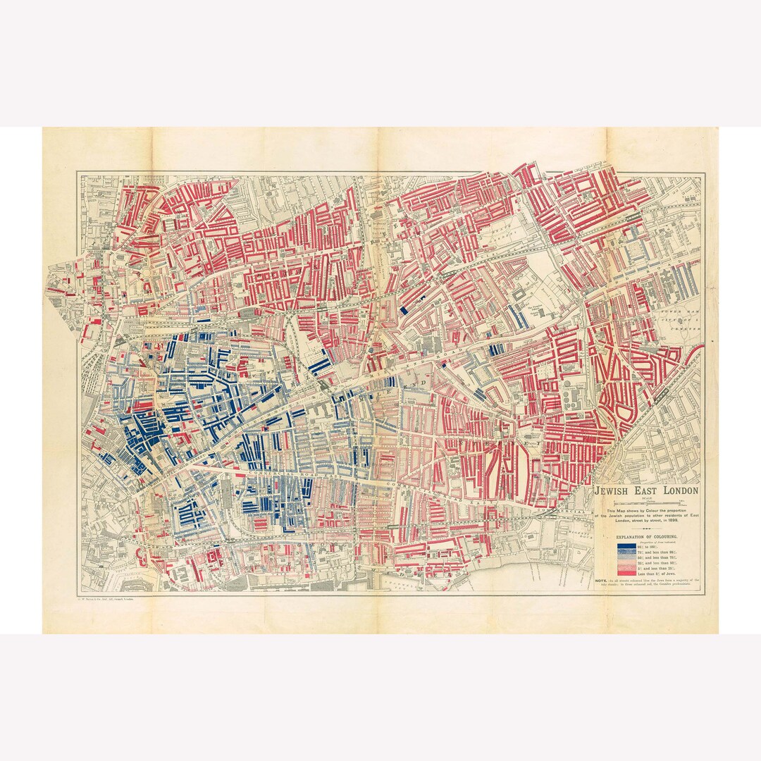 Jewish East London; Historic Map by George Arkell, 1901 - Teak Wood ...