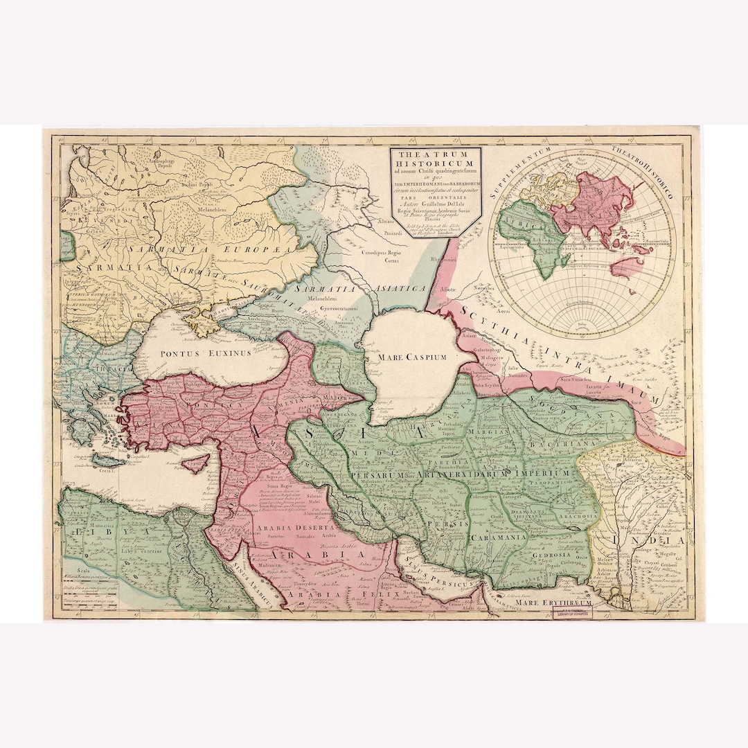 Map of Roman Empire in 400 CE, as Drawn in 1712; Historic Antique Map ...