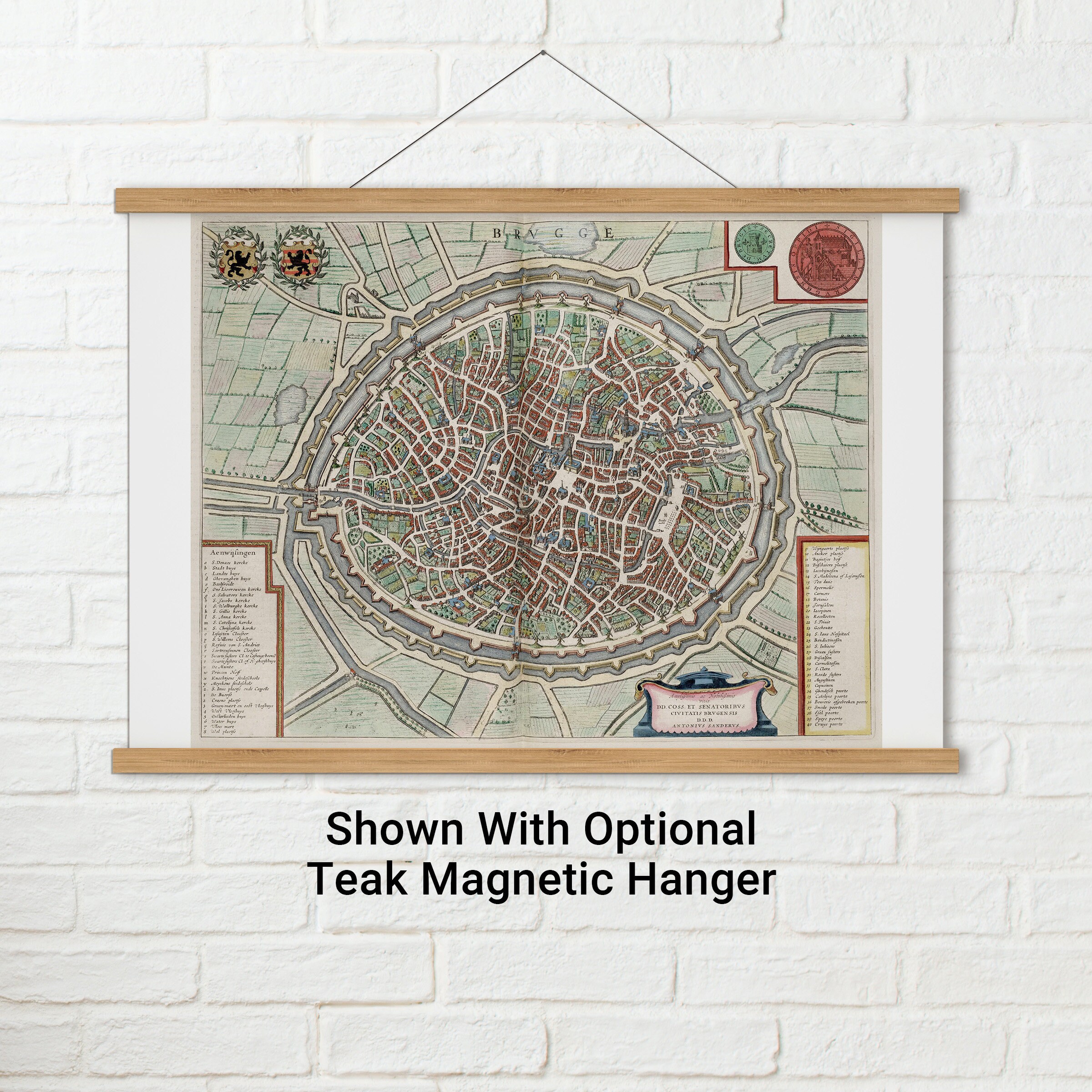 Brugge bruges Historic Map Atlas Van Loon 1649 Beautiful | Etsy