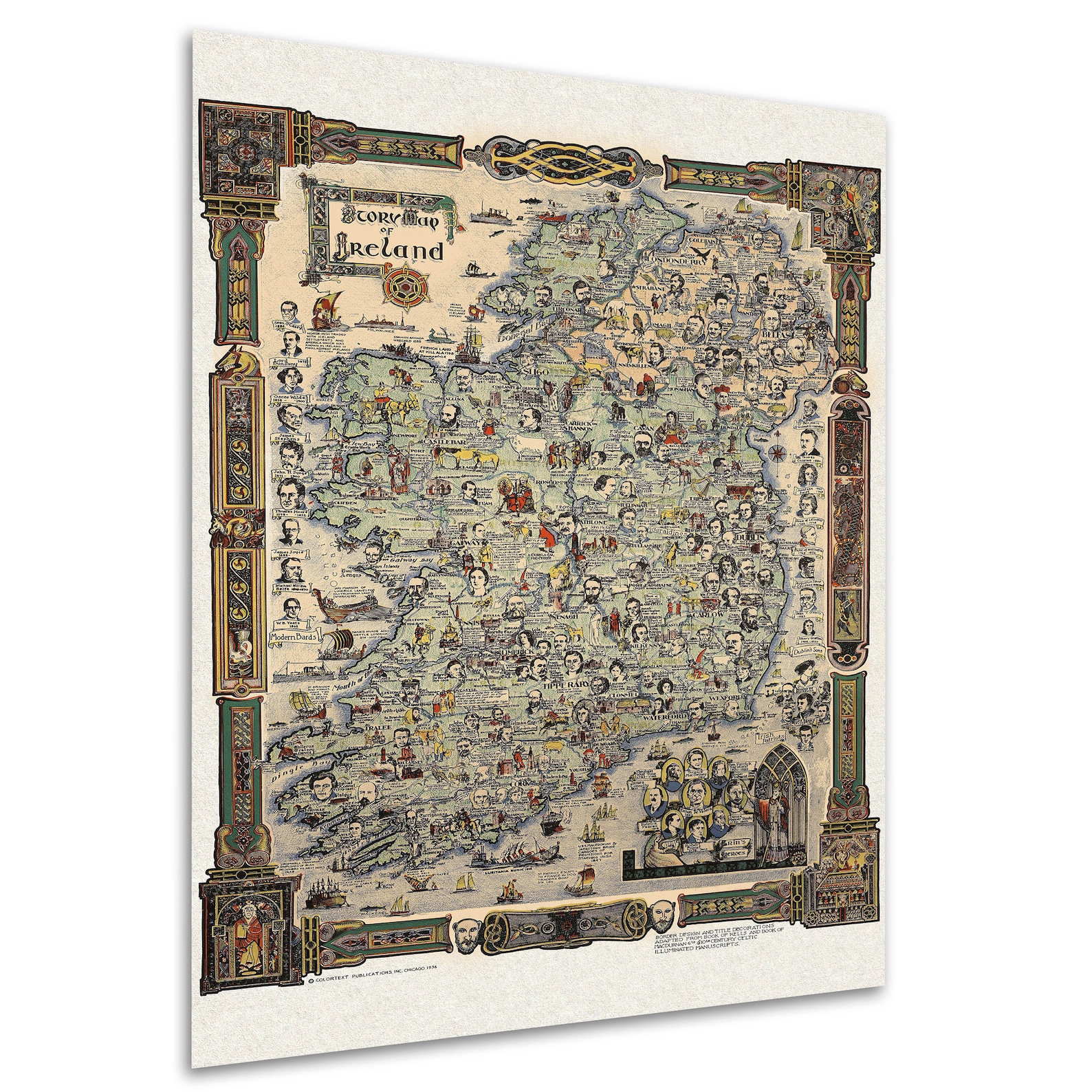 Story Map of Ireland With Historical Figures Etc Book of - Etsy