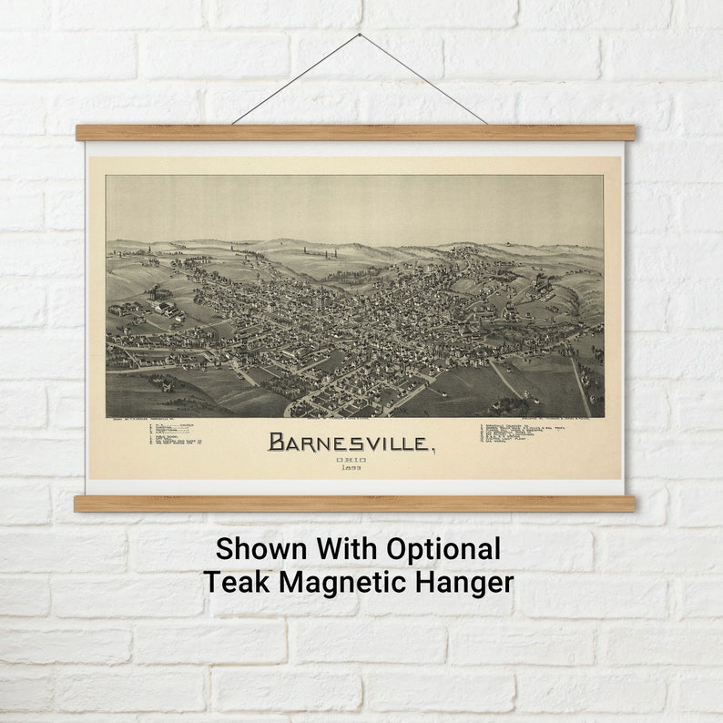 Barnesville Ohio. Antique Birdseye Map 1899 Teak Wood - Etsy