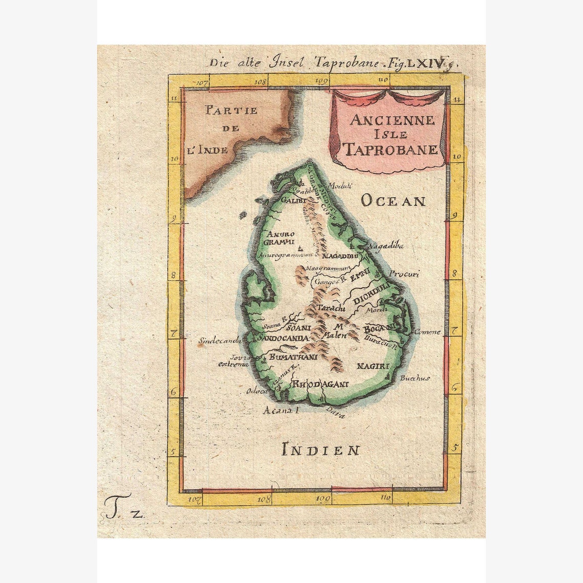 Map of Ceylon Sri Lanka Taprobane Antique Historic Map by - Etsy