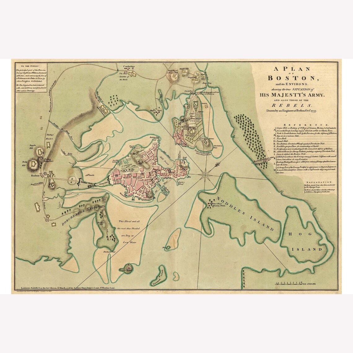 Revolutionary War Map Boston Lines of British & American | Etsy