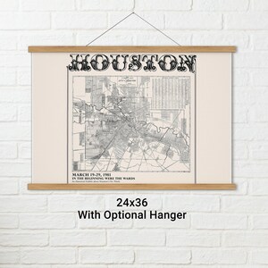 Houston Texas Wards Map, Antique Map; Published 1920 - Teak Wood ...