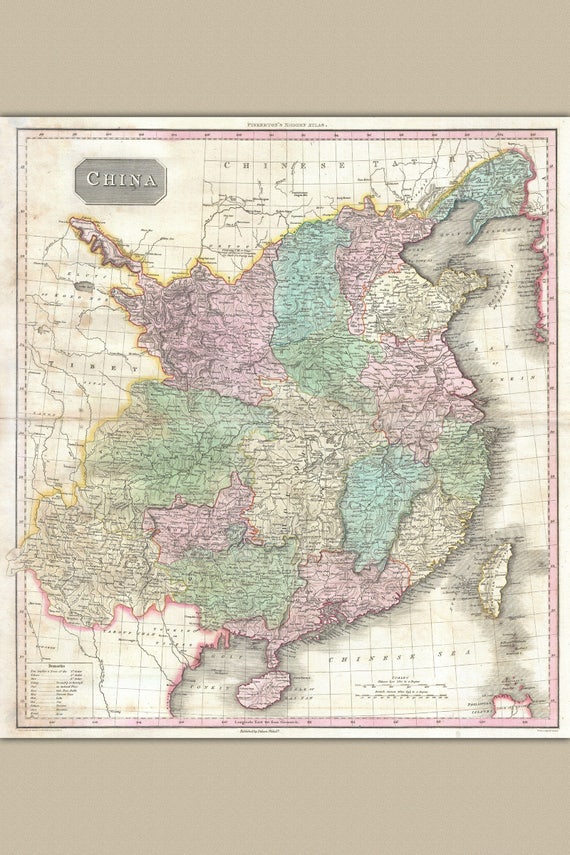 China with Taiwan or Formosa Antique Map by Pinkerton 1818 | Etsy