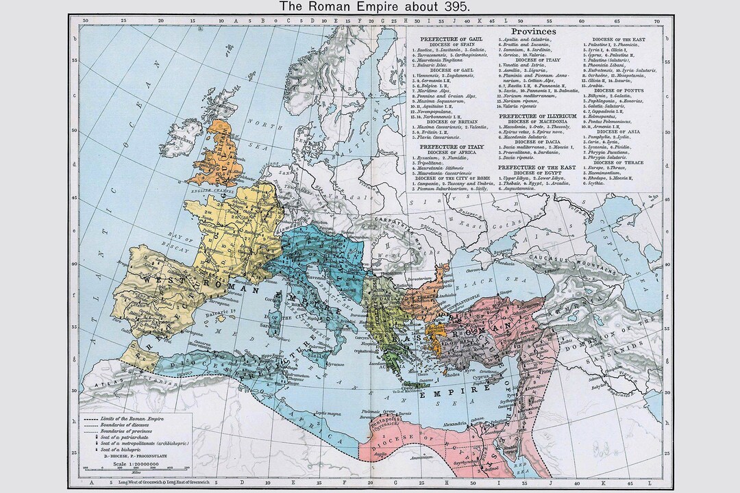 Map of Roman Empire in AD395; Antique Map - Teak Wood Magnetic Hanger ...