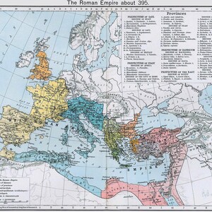 Map of Roman Empire in AD395; Antique Map - Teak Wood Magnetic Hanger ...