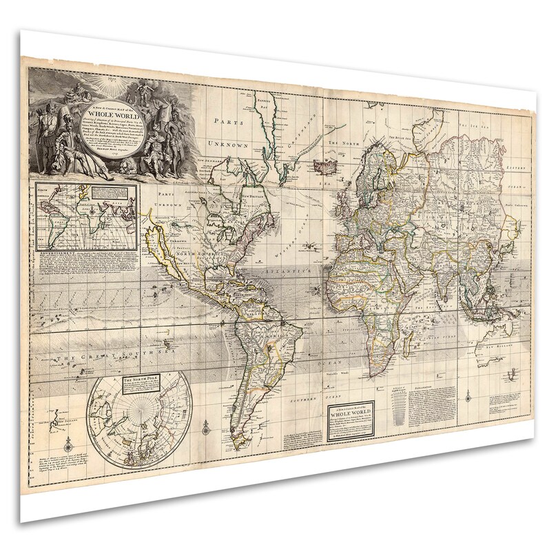 A New and Correct Map of the Whole World 1719 by Moll Teak - Etsy
